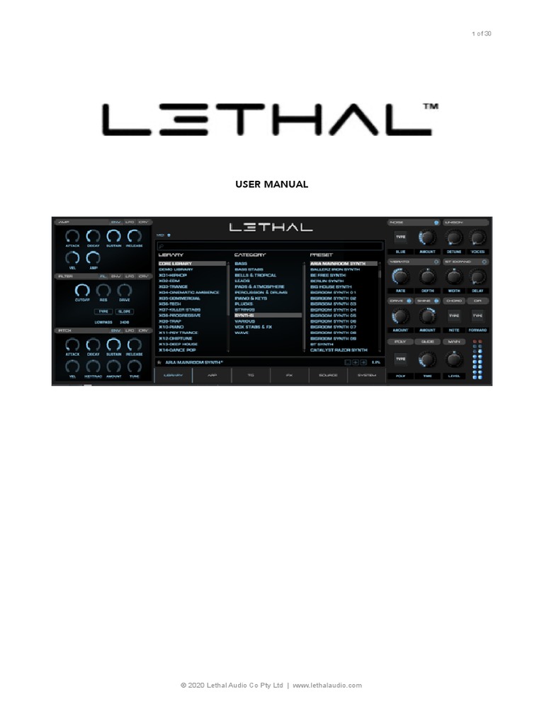 Lethal v1 - User Manual | PDF | Amplitude | Waves