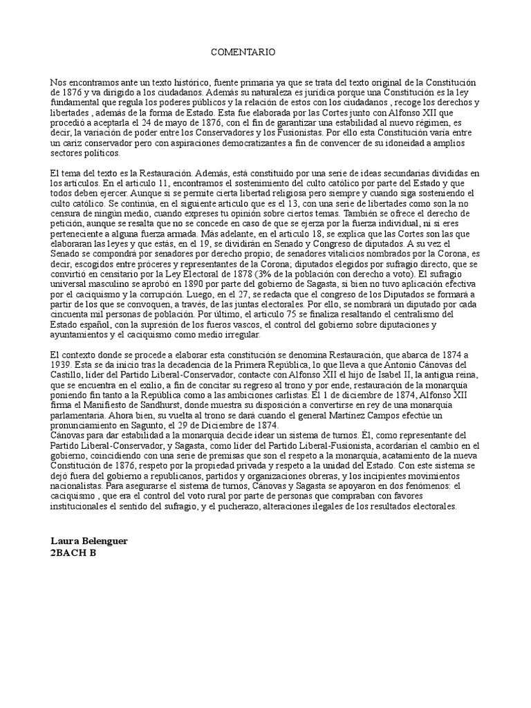 Constitucion 1876 | PDF | Cortes Generales | España