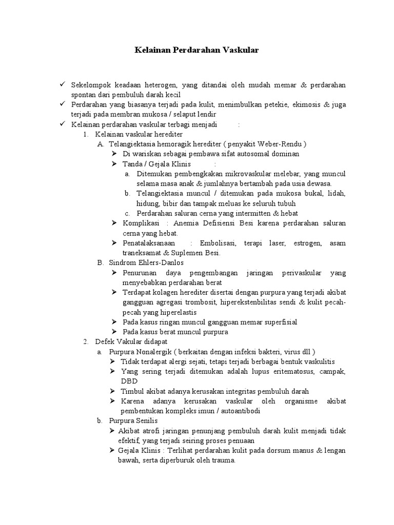 Kelainan Perdarahan Vaskular | PDF