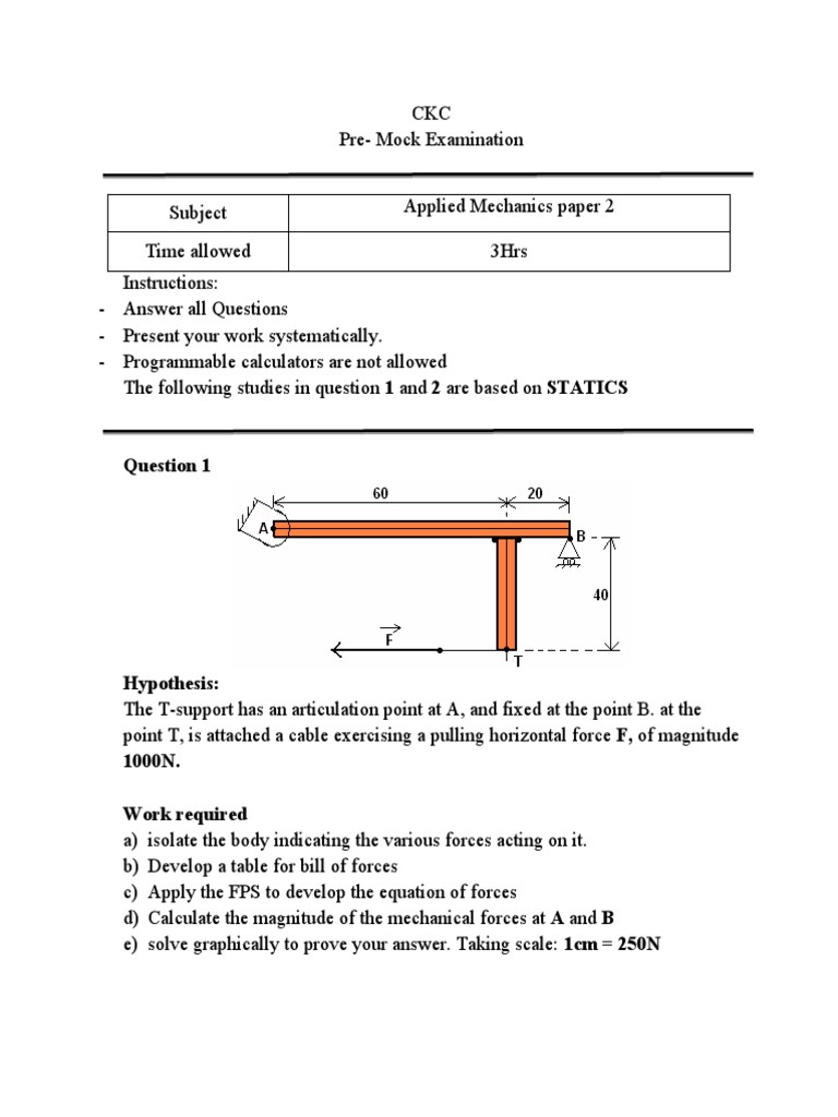 APPLIED MECHANICS Paper 2 | PDF | Lever | Force
