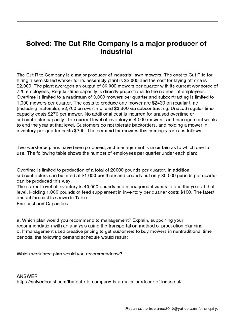 The Cut Rite Company Is A Major Producer of Industrial | PDF ...