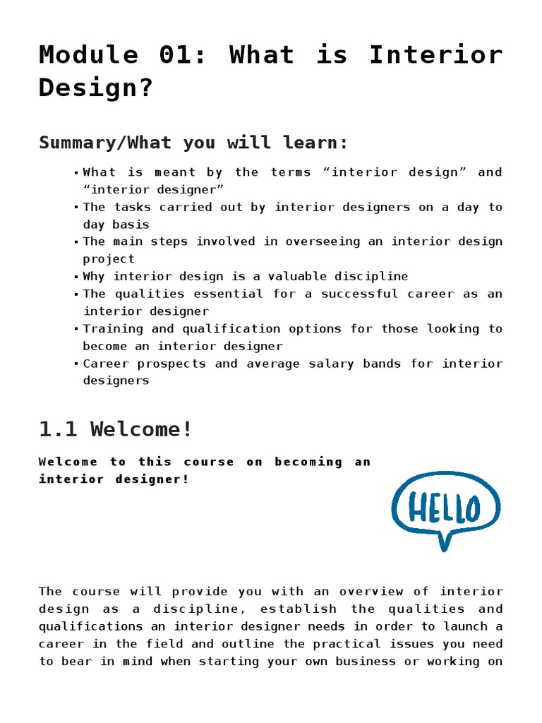 Module 01 Interior Design | PDF | Interior Design | Academic Degree