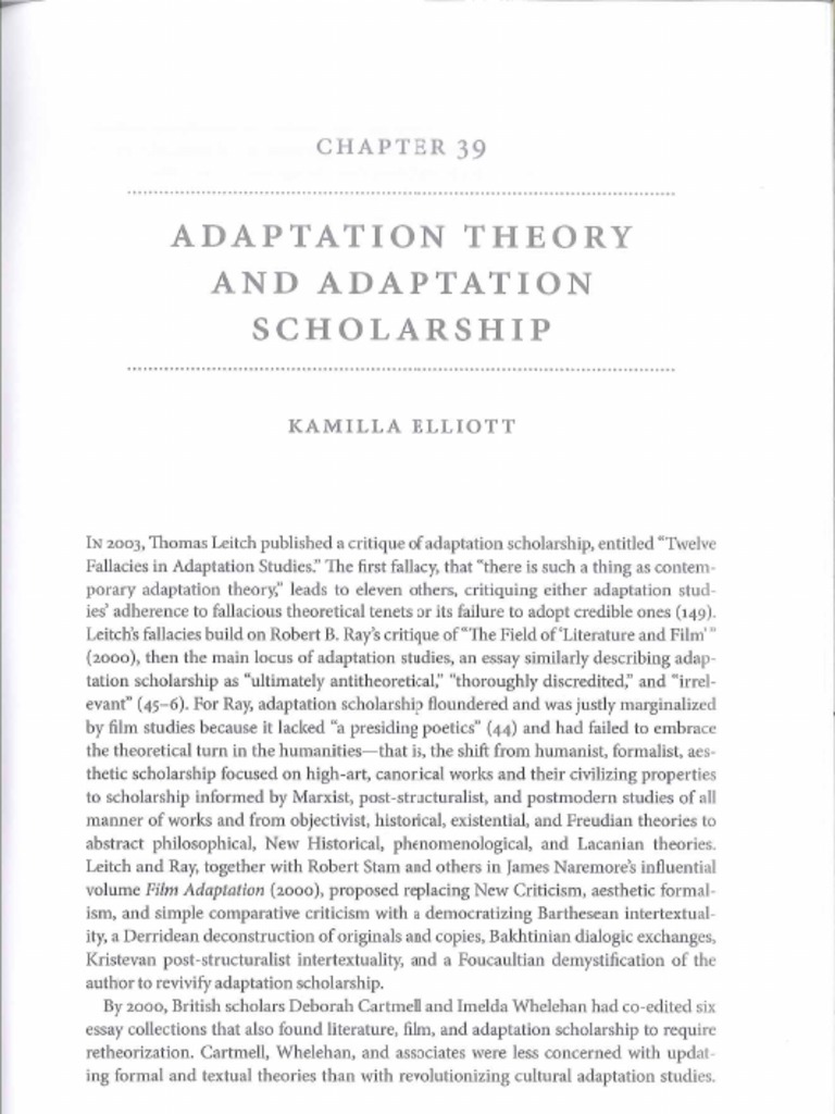 Adaptation Theory - ELLIOTT | PDF