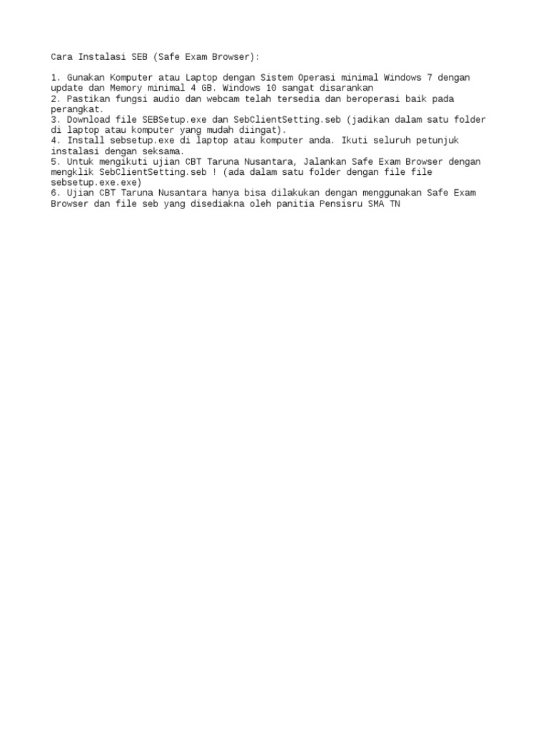 Panduan Installasi SEB | PDF Panduan Installasi SEB | PDF
