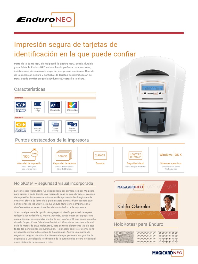Magicard, Enduro Neo | PDF | Impresora (Computación) | Marca comercial