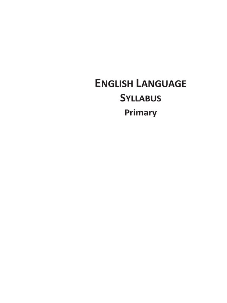 Primary English Language Syllabus 2020 | PDF | Curriculum | Pedagogy