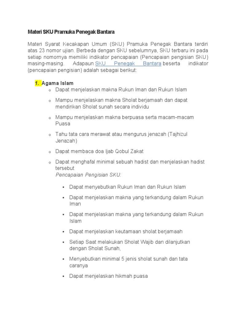 Materi SKU Pramuka Penegak Bantara | PDF