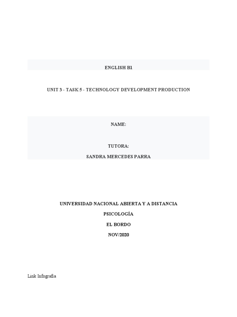 Unit 3 - Task 5 - Technology Development Production: English B1 | PDF | Computers
