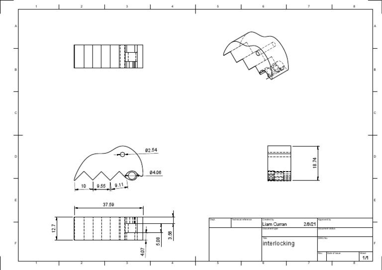 Interlocking Drawing Part Head v1 | PDF