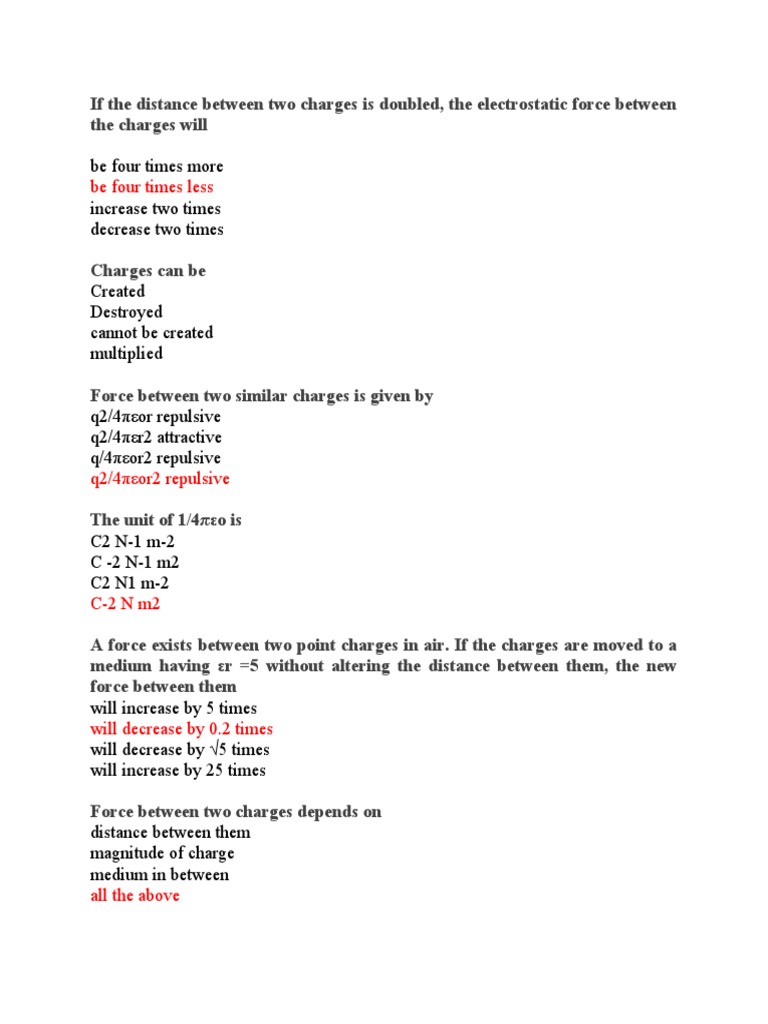 Physics MCQs on Electrostatics | PDF | Capacitance | Capacitor