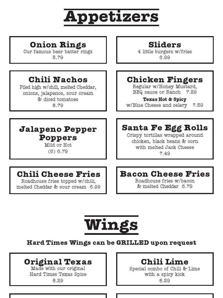 Hard Times Cafe MENU2008 | PDF | Salad | Hamburgers