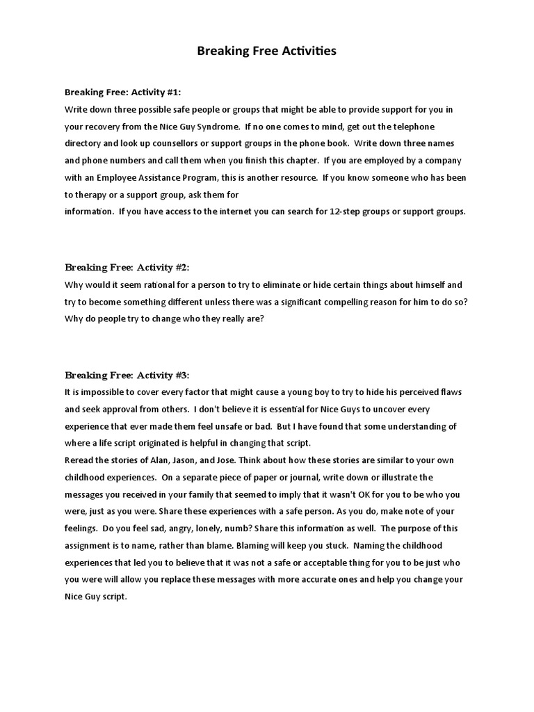 Breaking Free Activities for Nice Guys | PDF | Masturbation | Attention