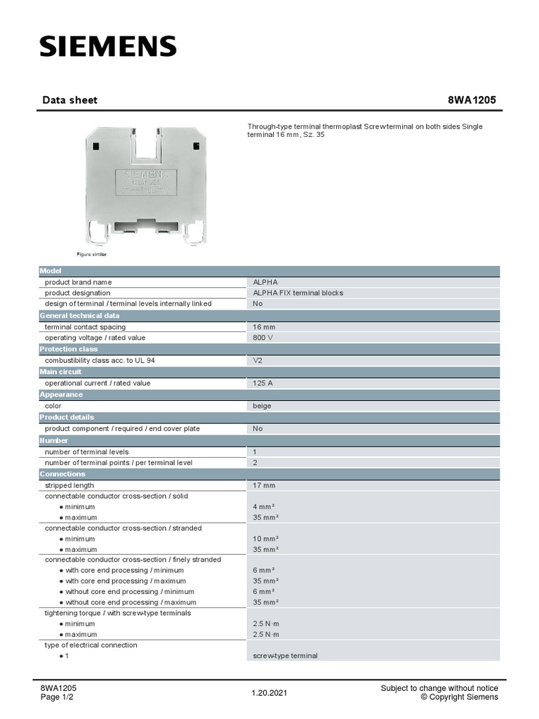 8WA1205 Datasheet en | PDF | Electrical Conductor | Equipment