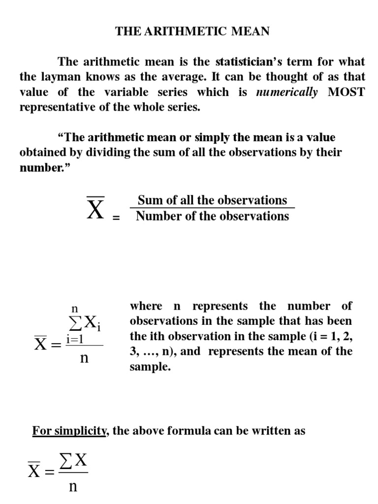 Sum of All The Observations Number of The Observations | PDF | Mean ...
