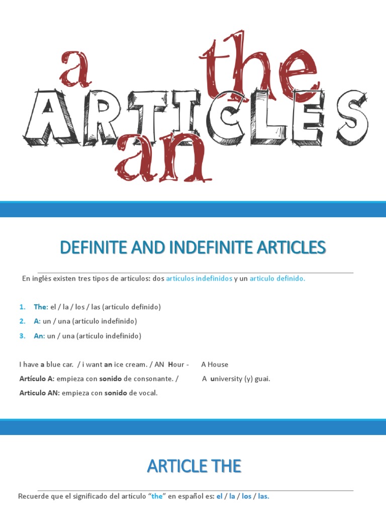 Artículos Definidos e Indefinidos en Inglés | PDF | Estudios de idiomas ...