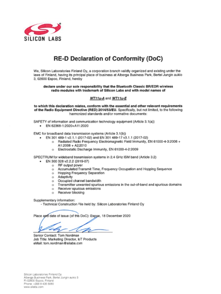Silicon Labs Bluetooth Module Compliance | PDF | Computers | Technology ...