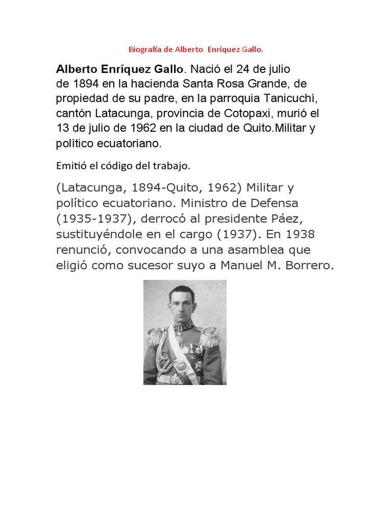 Biografía de Alberto Enríquez Gallo | PDF