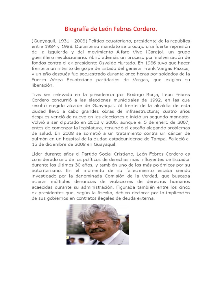 Biografía de León Febres Cordero | PDF