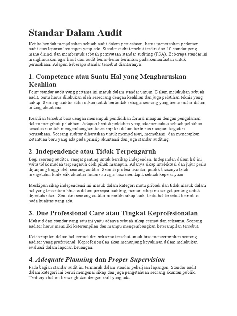 Standar Dalam Audit | PDF