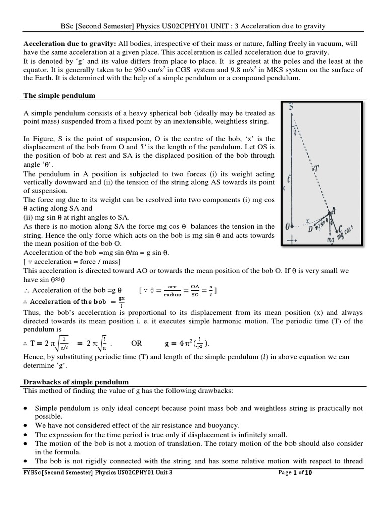 Determining Gravity Through Pendulum Motion: A Comparison of Simple and Compound Pendulums | PDF ...