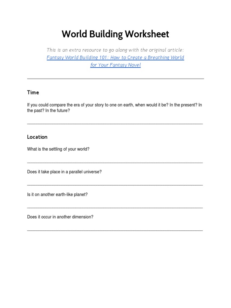 Fantasy World Building Worksheet | PDF | Religion And Belief