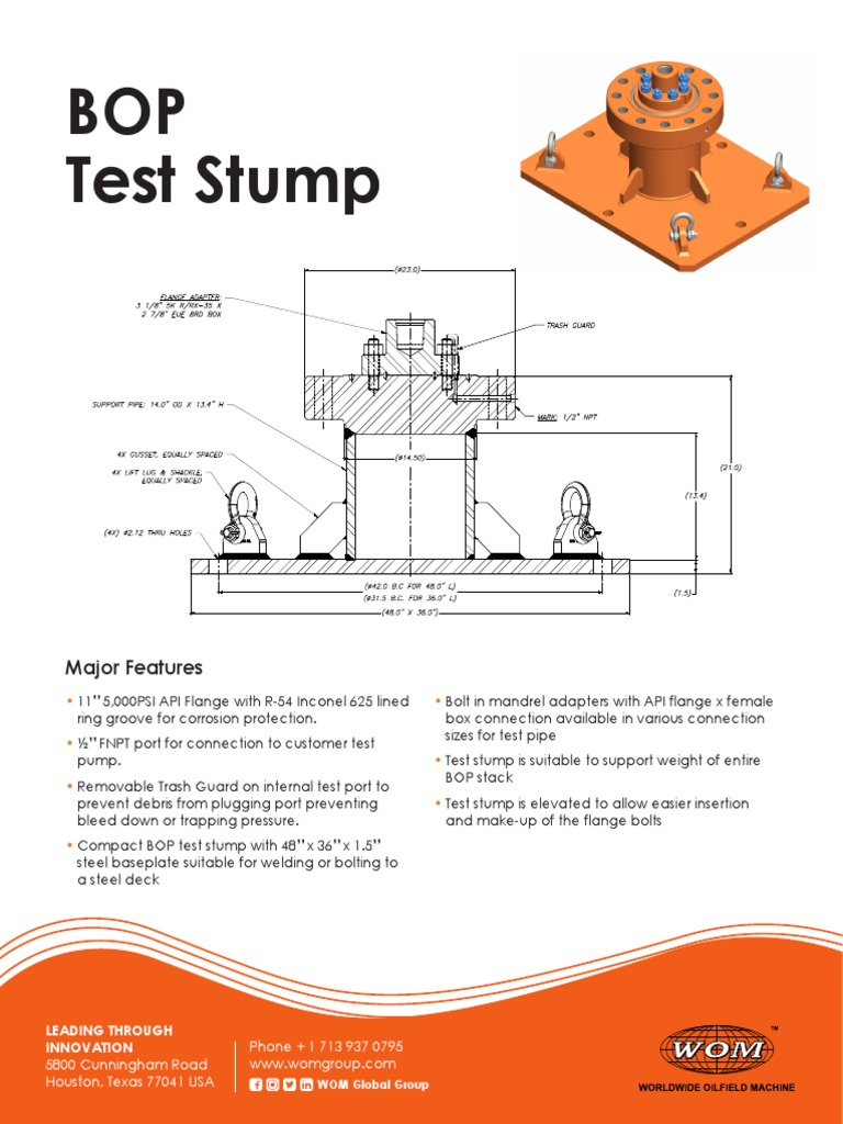 BOP Test Stump: Major Features | PDF
