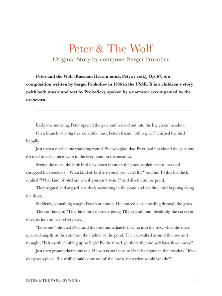 Peter and the Wolf: Story Synopsis | PDF