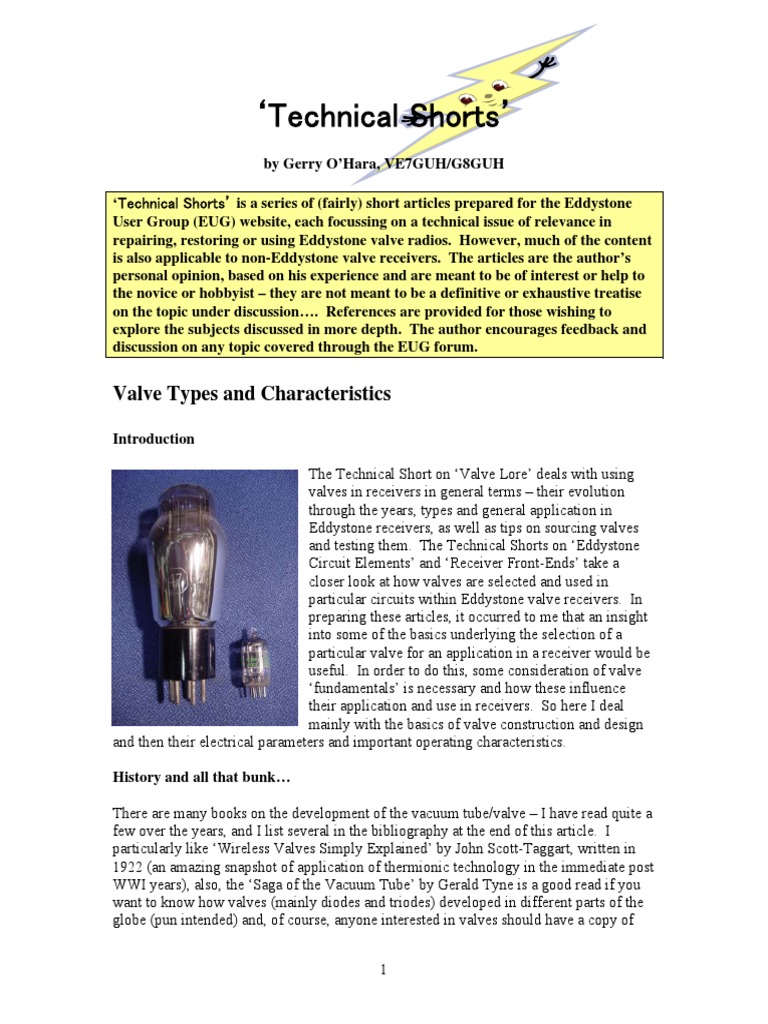 Valve Types and Characteristics With Appendix | PDF | Vacuum Tube | Vacuum