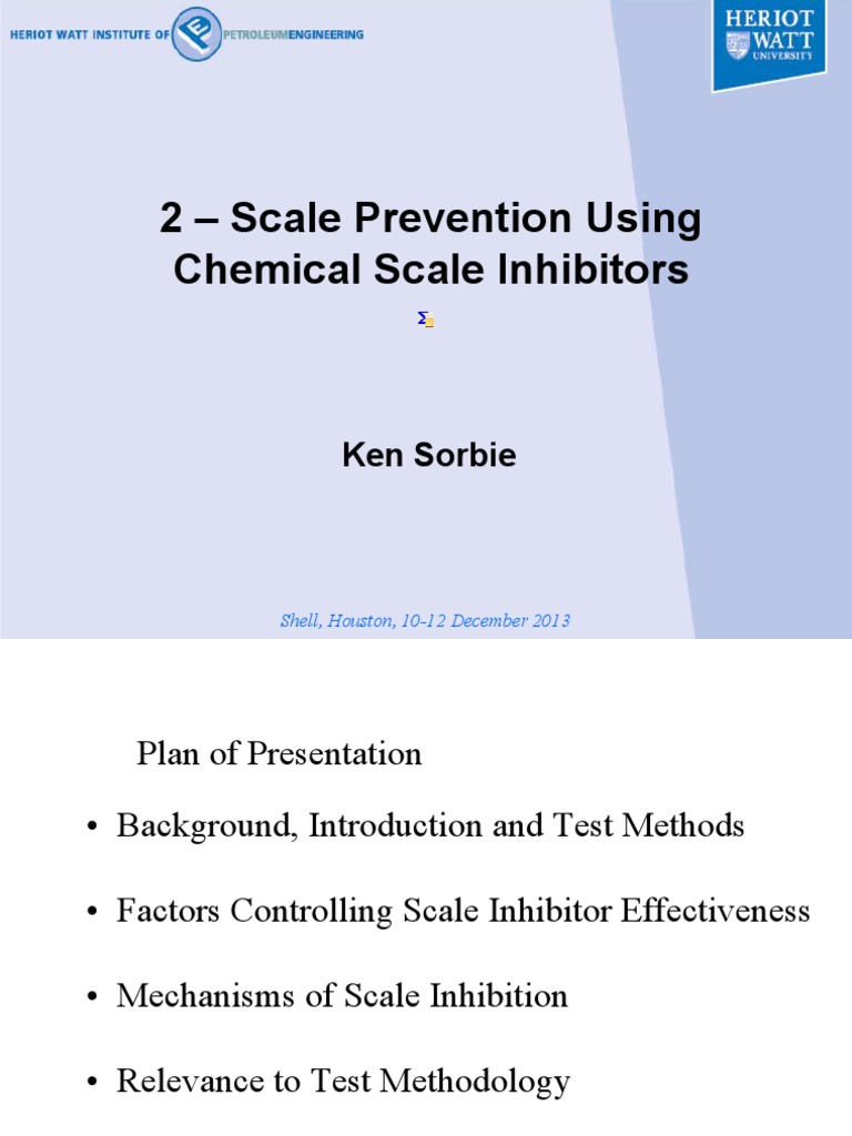 2 - Scale Prevention Using Chemical Scale Inhibitors: Ken Sorbie | PDF ...