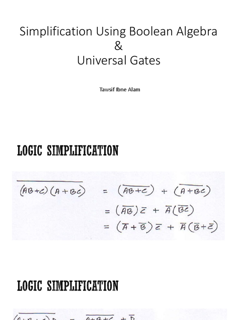 Simplification of Boolean Expressions and Universal Gates | Download ...