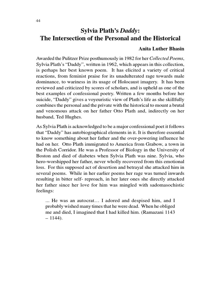 Sylvia Plath's Daddy | PDF | Sylvia Plath | Poetry