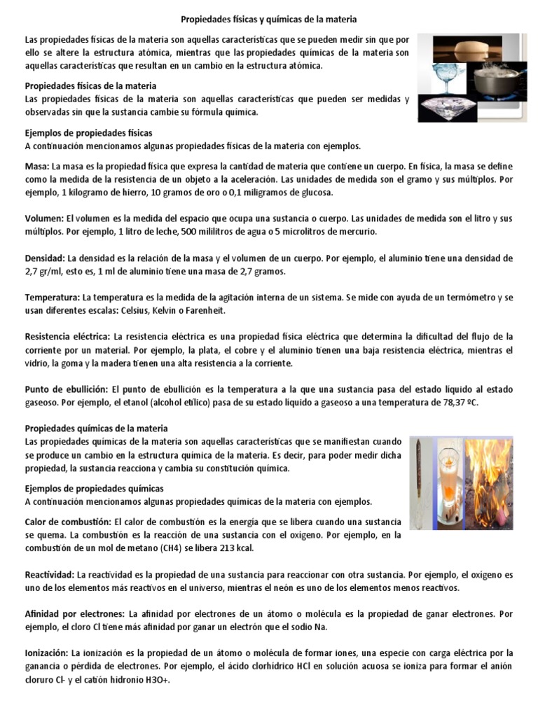 Propiedades físicas y químicas de la materia | PDF