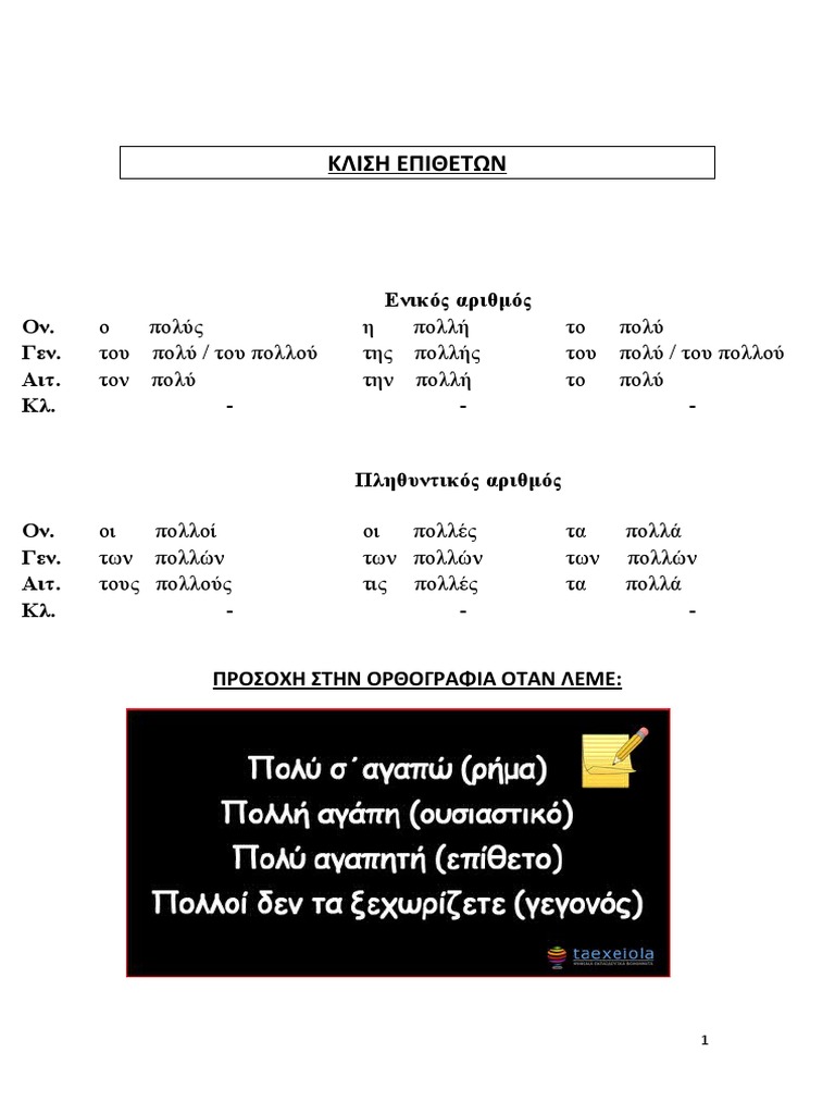 ΚΛΙΣΗ ΕΠΙΘΕΤΩΝ | PDF