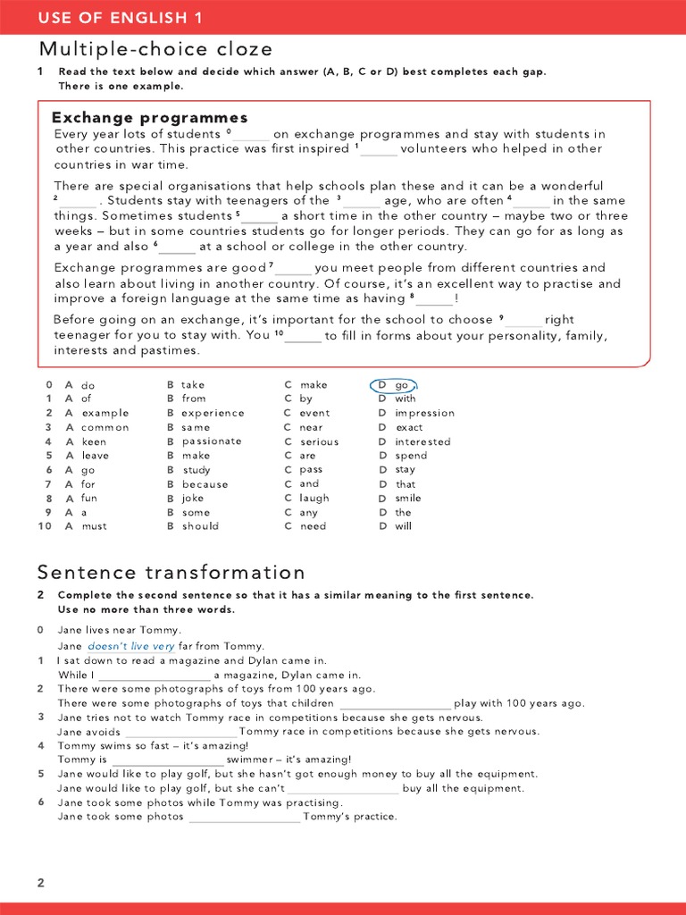 Multiple-Choice Cloze: Exchange Programmes | PDF