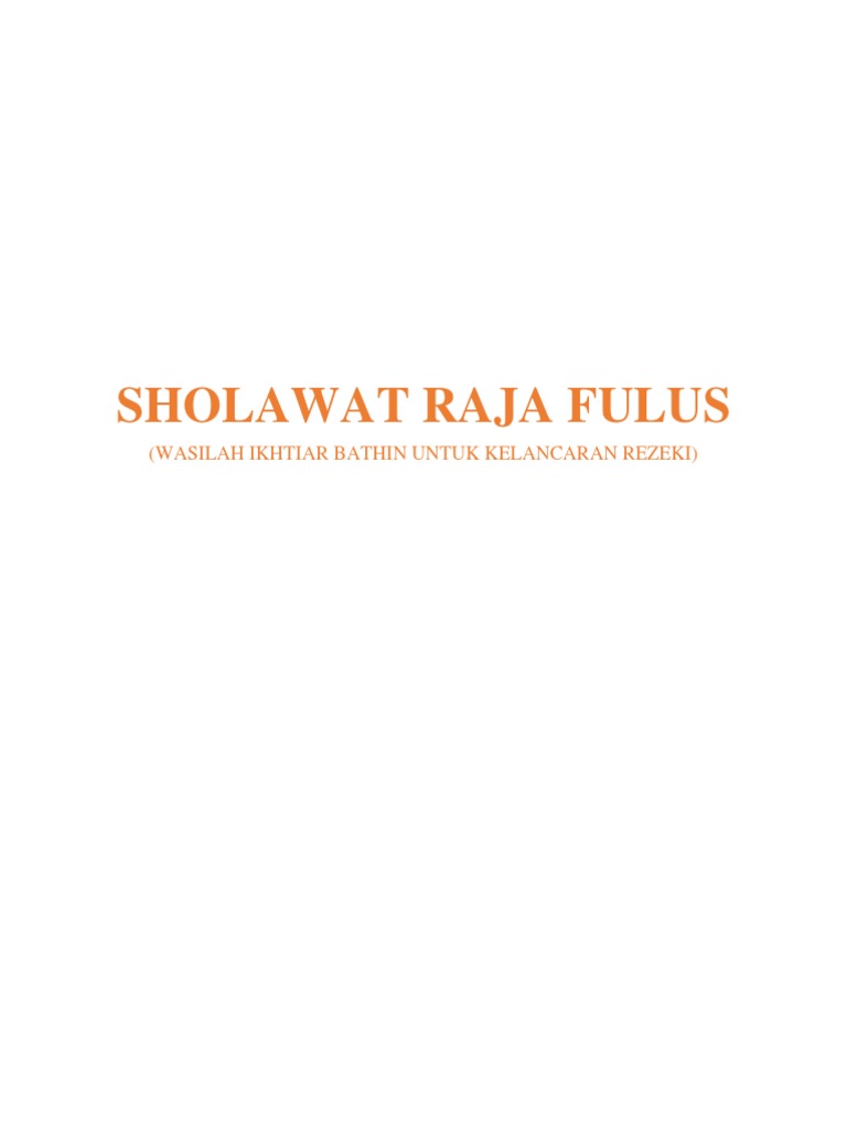 Sholawat Raja Fulus | PDF