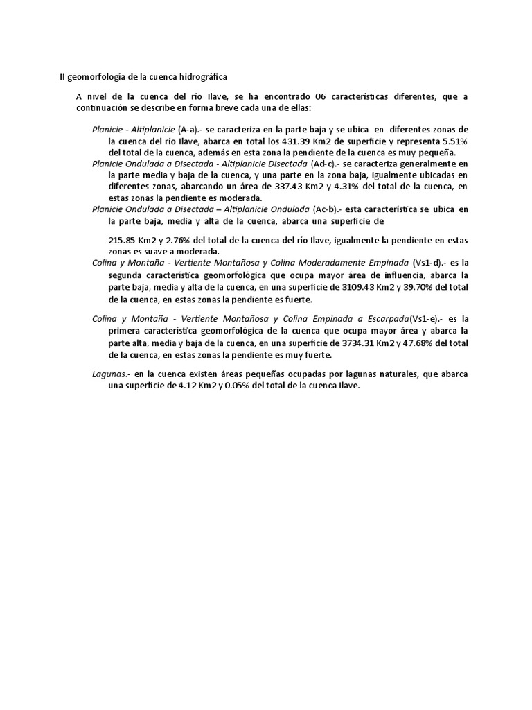 Geomorfología de la Cuenca del Río Ilave | PDF | Cuenca de drenaje | Río