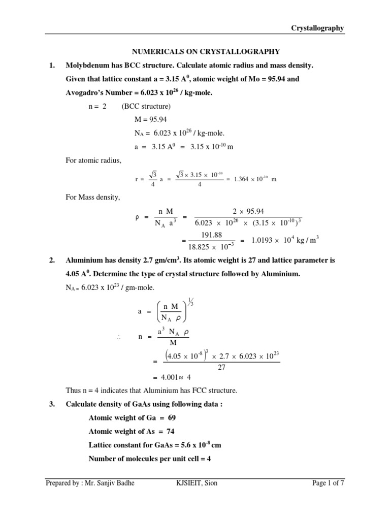 02 Crystallography Problems and Question Bank | PDF | X Ray ...