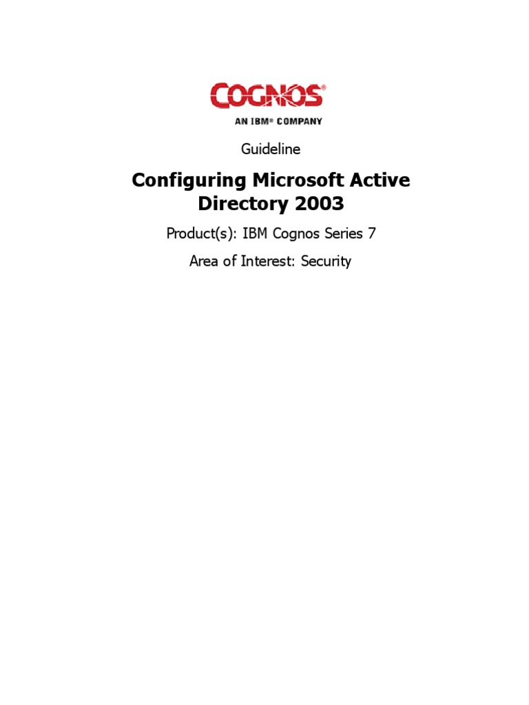 Configuring - Microsoft - Active - Directory - 2003 With Cognos Series ...