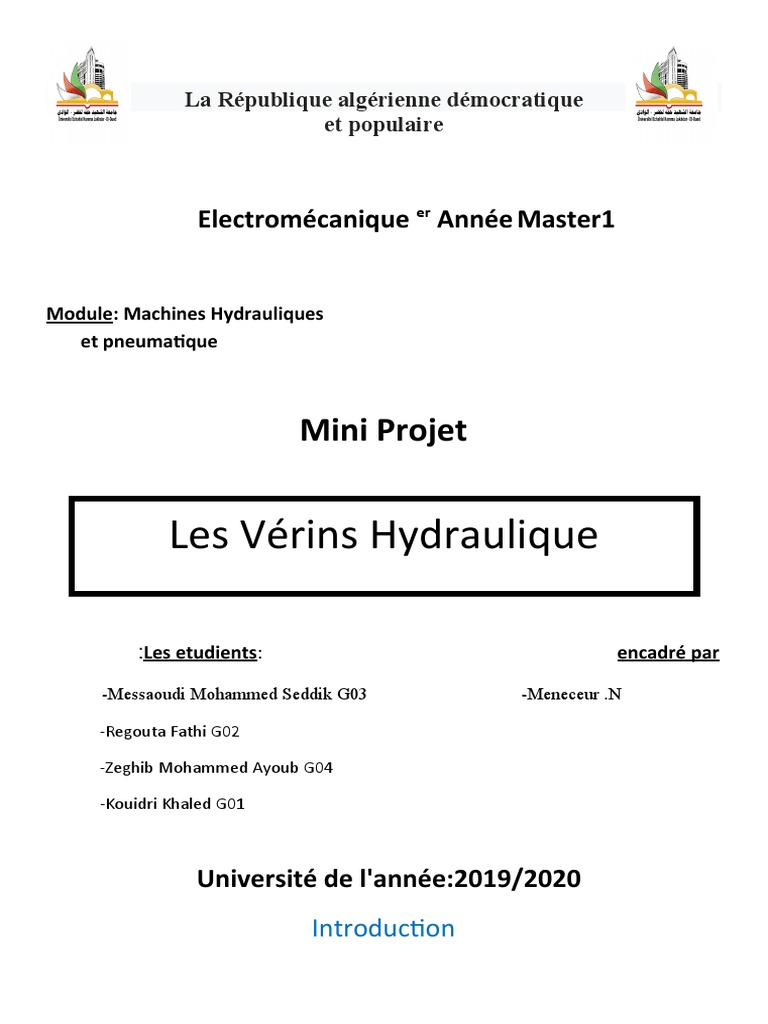 Types et fonctionnement des vérins hydrauliques | PDF | Piston ...