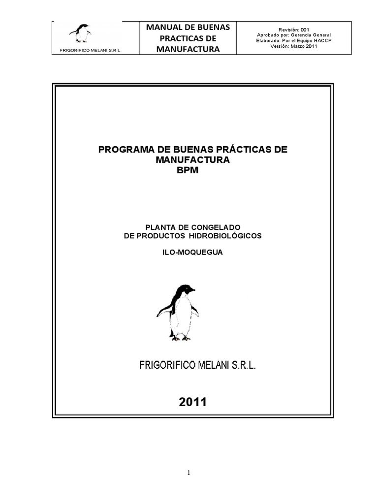 Manual BPM para Productos Congelados | PDF | Seguridad alimenticia ...