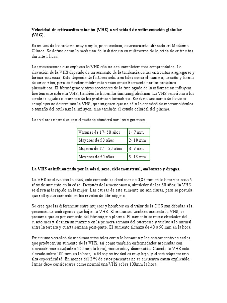 Velocidad de Eritrosedimentación | PDF | Epidemiología | Especialidades Medicas