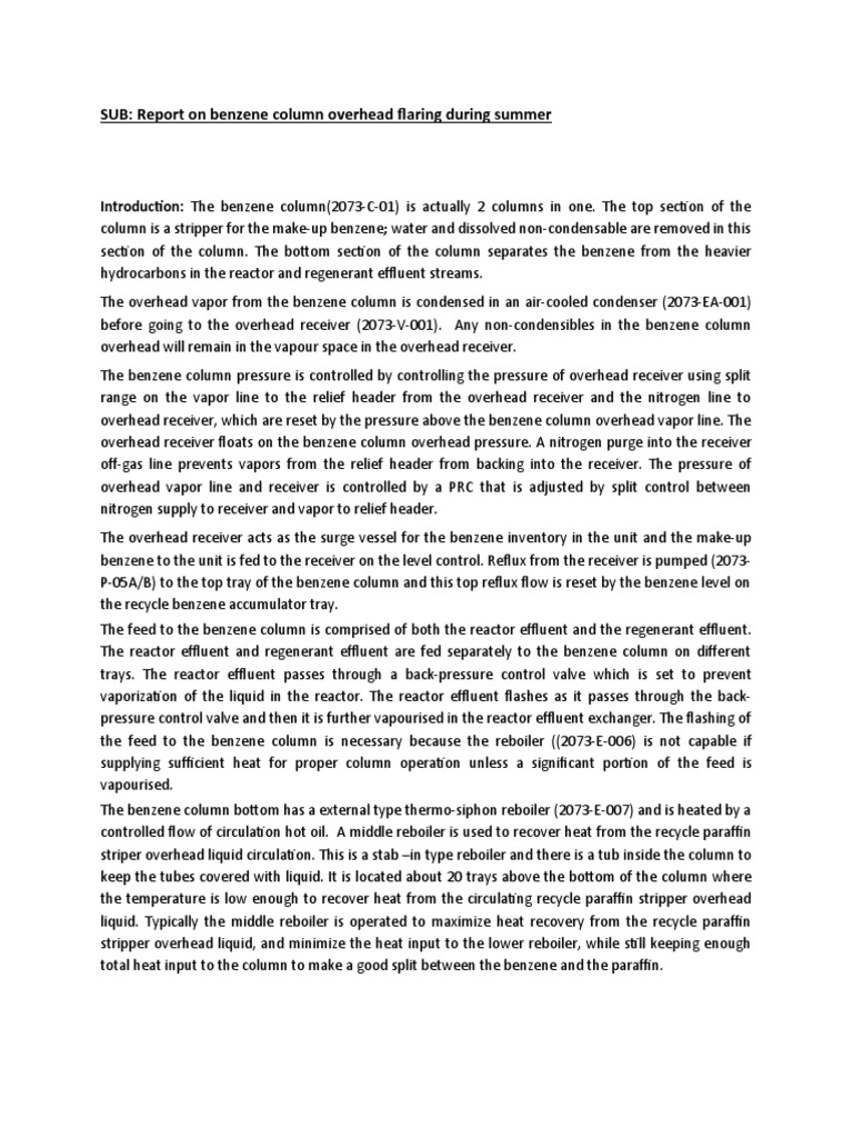 Benzene Column Flaring | Download Free PDF | Kerosene | Chemical Reactor