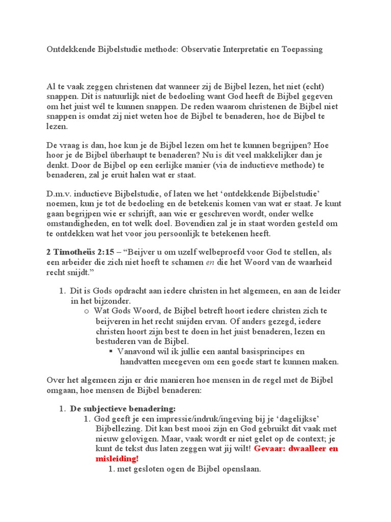 Ontdekkende Bijbelstudie Methode | PDF