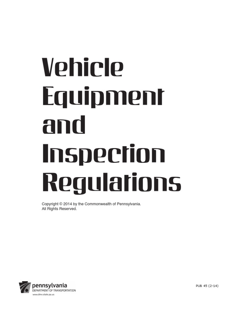PA State Inspection Regulations PUB-45 | PDF | Vehicles | Headlamp