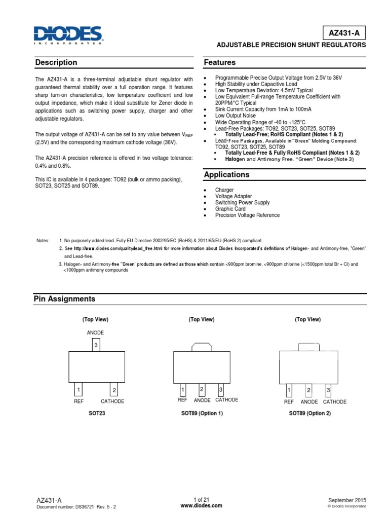 Adjustable Precision Shunt Regulators: Anode | PDF | Electromagnetism ...
