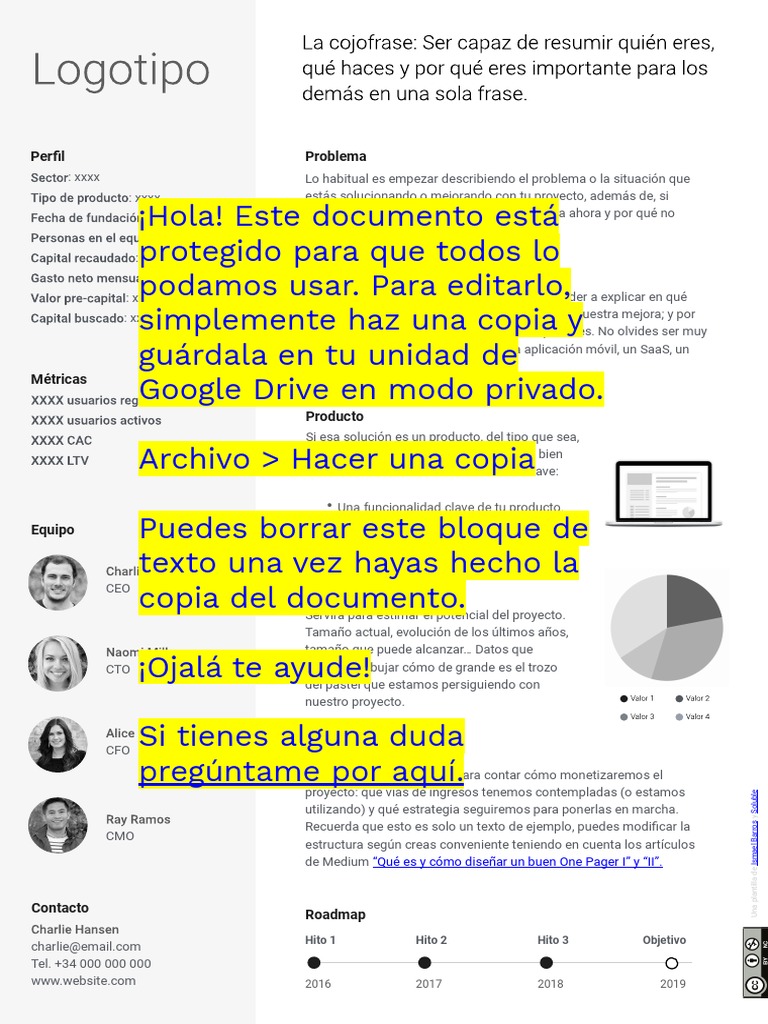Soluble One Pager Design Template Gslides | Descargar gratis PDF ...