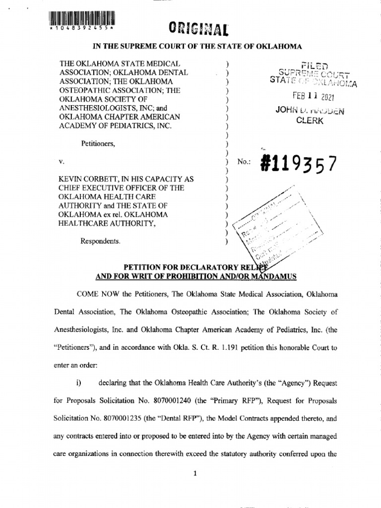 Petition For Declaratory Relief and For Writ of Prohibition and - or ...