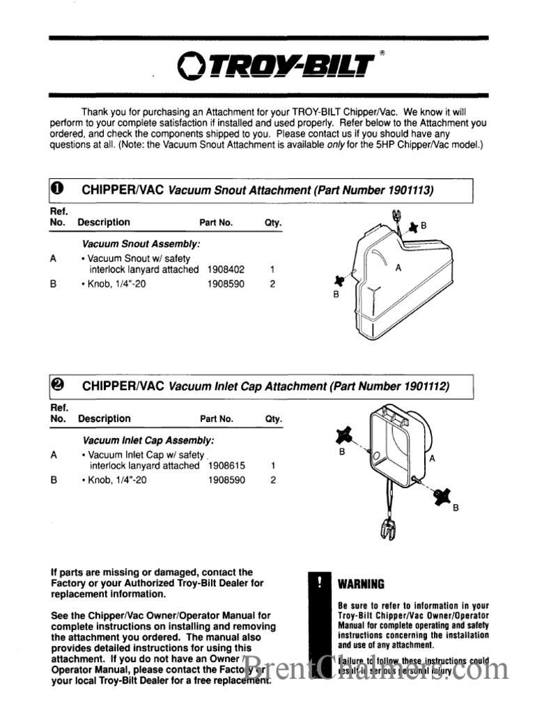 Chippernac: Vacuum Snout Attachment (Part Number 1901113) | PDF ...