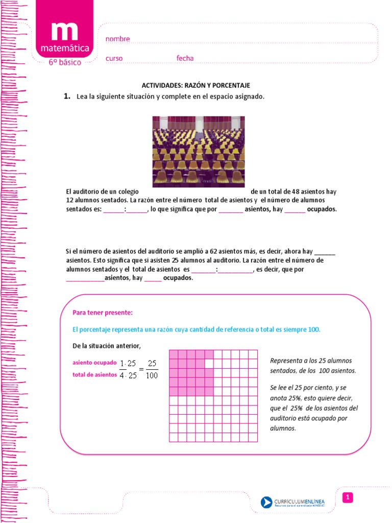 Razones y Porcentajes en Actividades | PDF