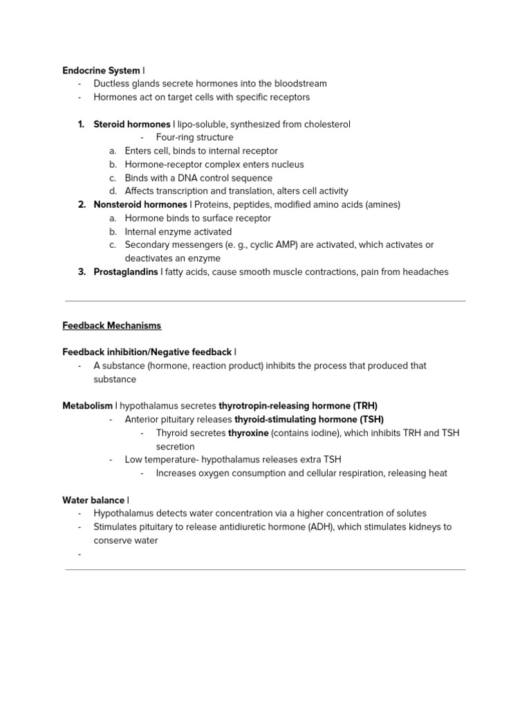Endocrine System Notes | PDF | Adrenal Gland | Hormone